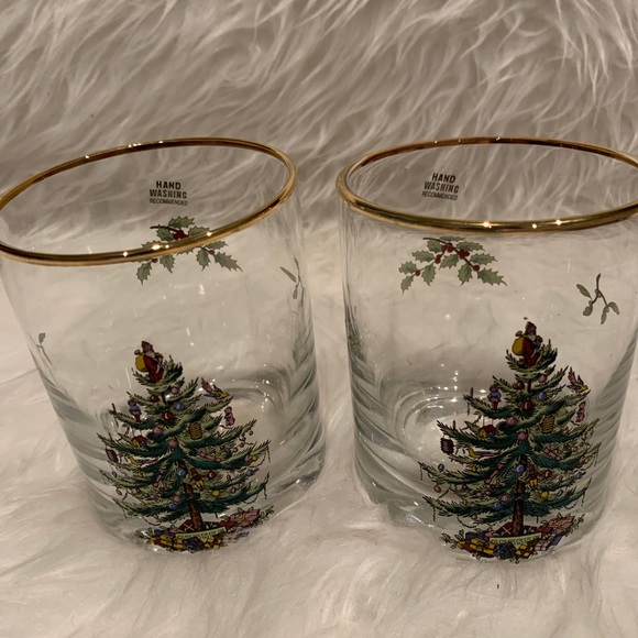 Spode | Dining | Vintage Spode Chrismass Tree Glasses With Gold Trim ...
